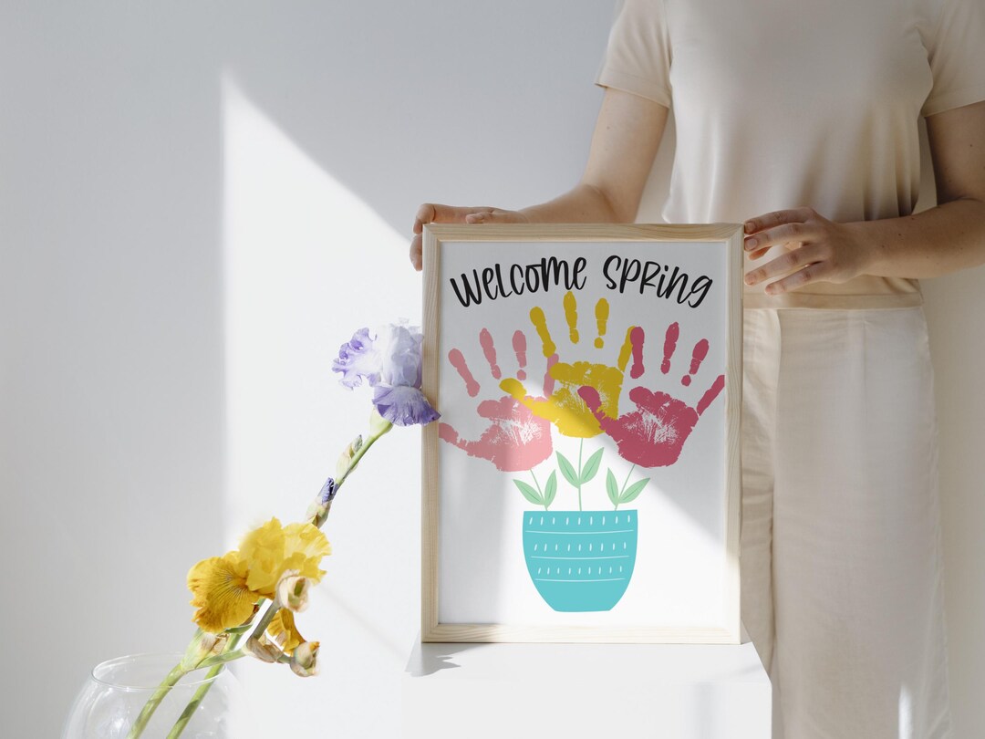 Spring Handprint Art, Welcome Spring Handprint Craft, Spring Activities ...