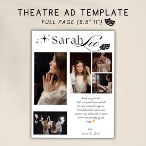 Theatre Ad Template, Theater Program Ad Template, Drama Student Ad ...