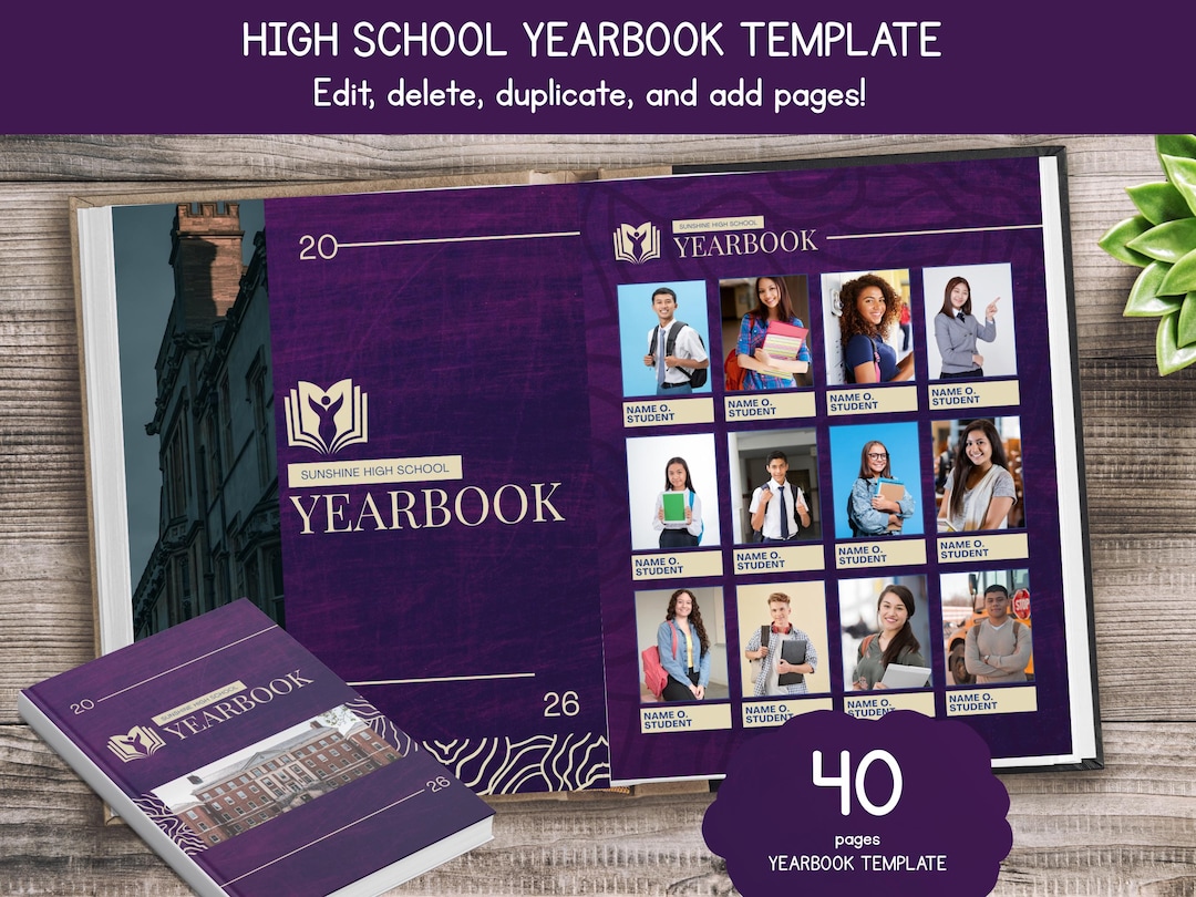 Class of 2026 Yearbook Template, Editable School Memory Yearbook Layout ...