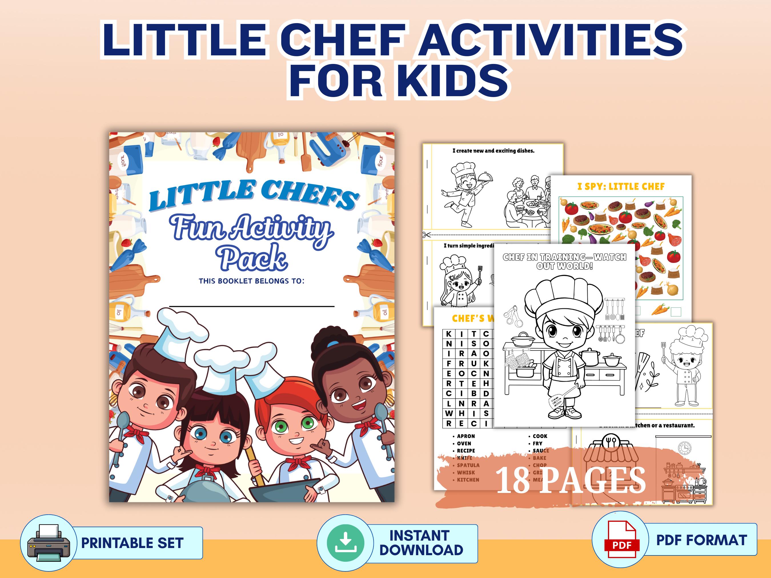Little Chef Activity Kit, Printable Cooking Games, Kids Recipe Book ...