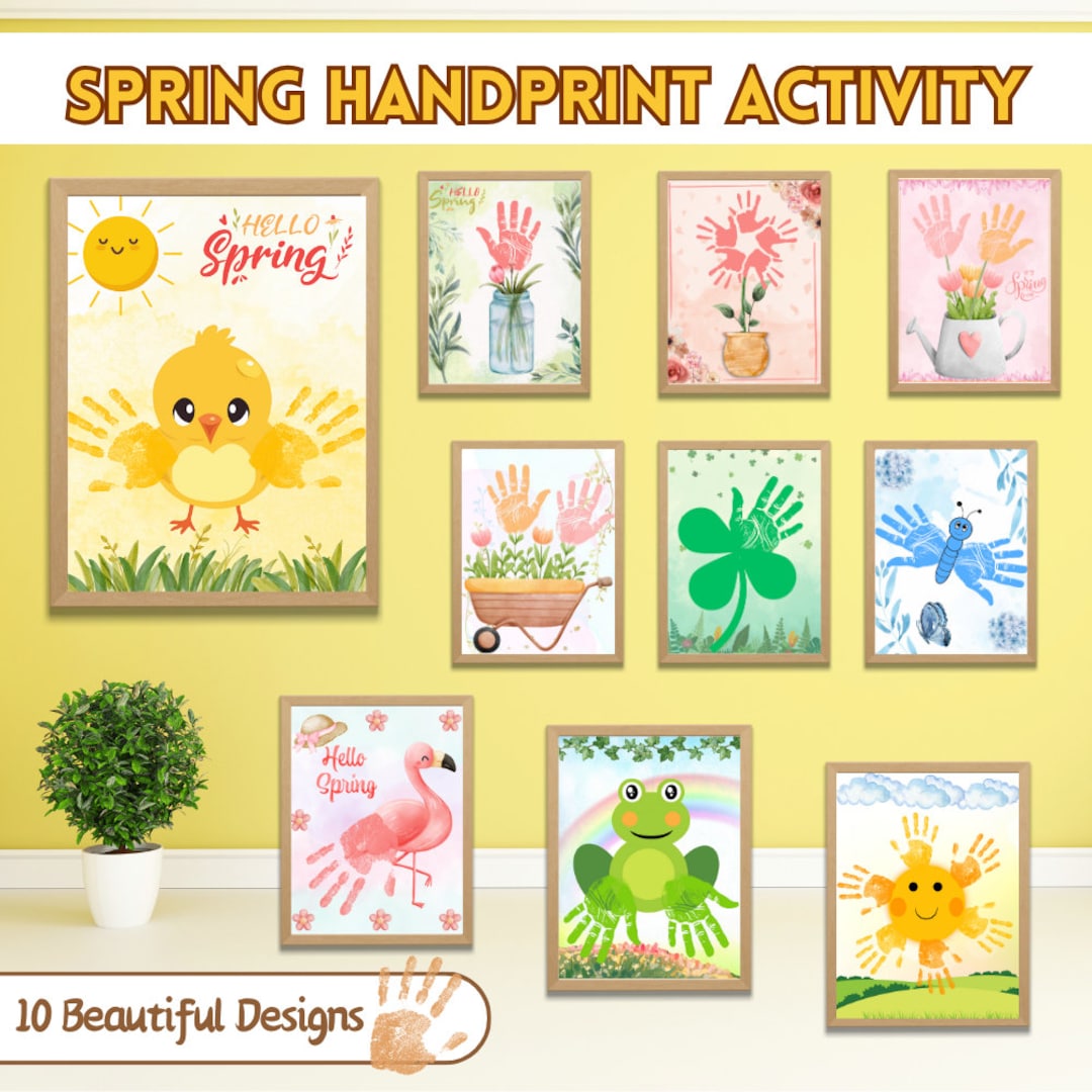 Spring Handprint Art Bundle, Spring Handprint Craft, Memory Baby ...