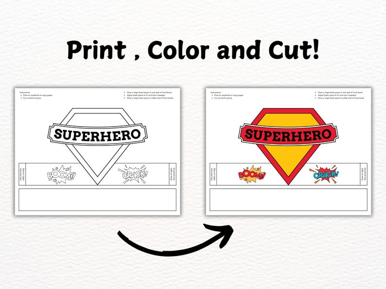 Superhero Paper Crown Template, Printable Paper Crown, Superhero ...