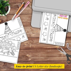 Printable New Years Eve Paper Hats, Happy New Year Party Hat Crown ...