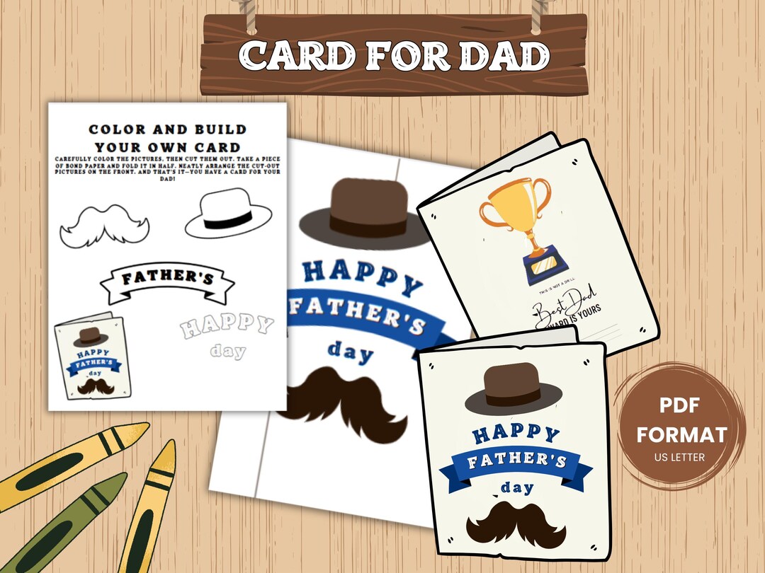 Fathers Day Coloring Card, All About My Dad, Color Your Own Card, Dad ...