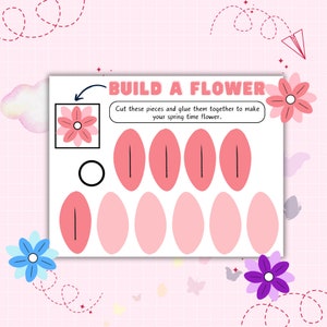 Spring Cut & Glue Activity, Build a Flower Cut and Glue Craft ...