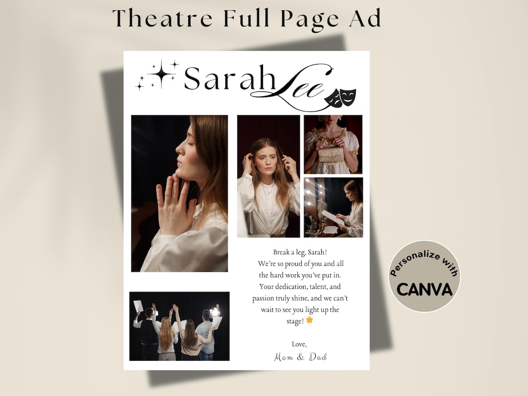 Printable Theatre Ad Template, Playbill Ad Full Page, Theater Program ...