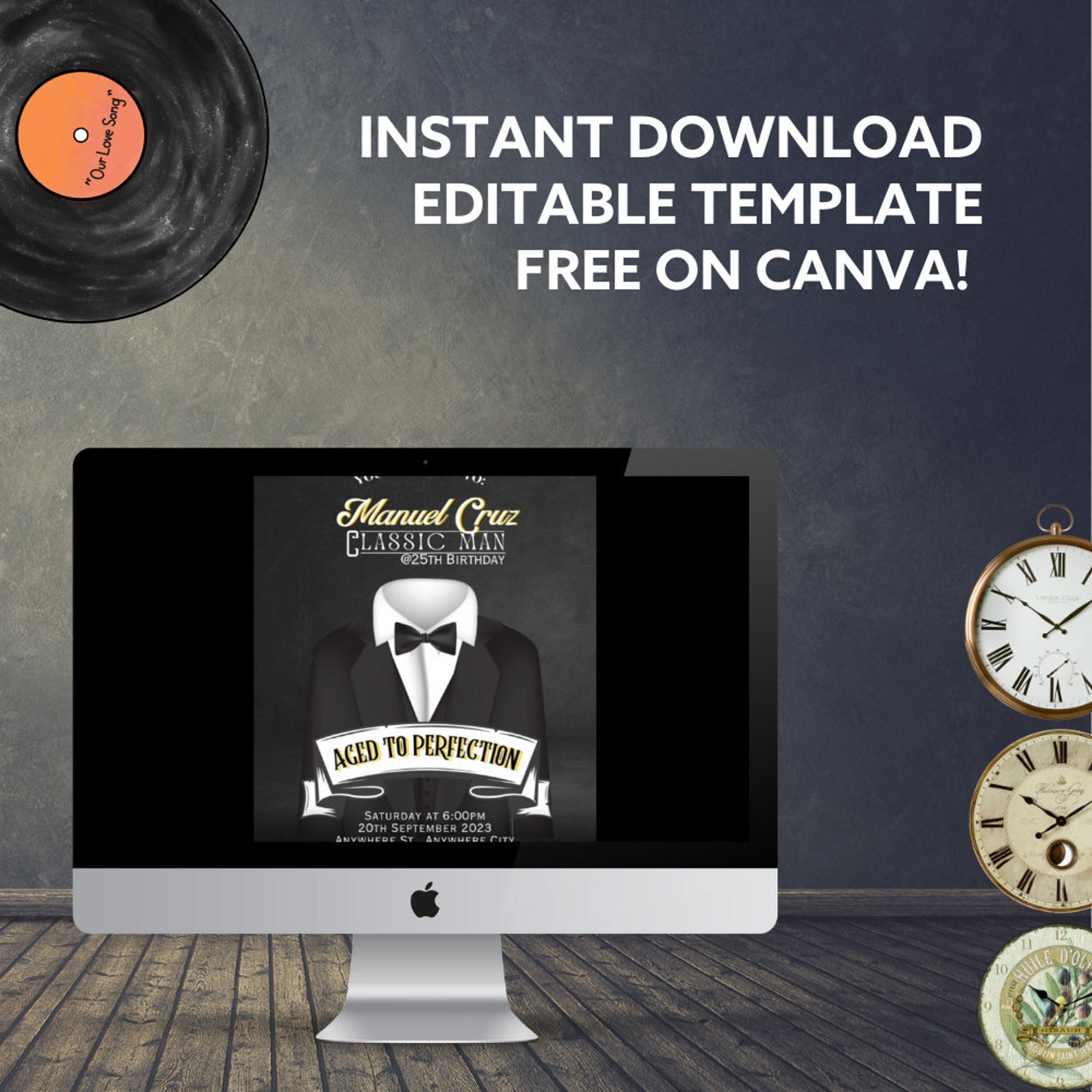 Classic Birthday Invitation Tuxedo Classic Man Invitation Tuxedo ...