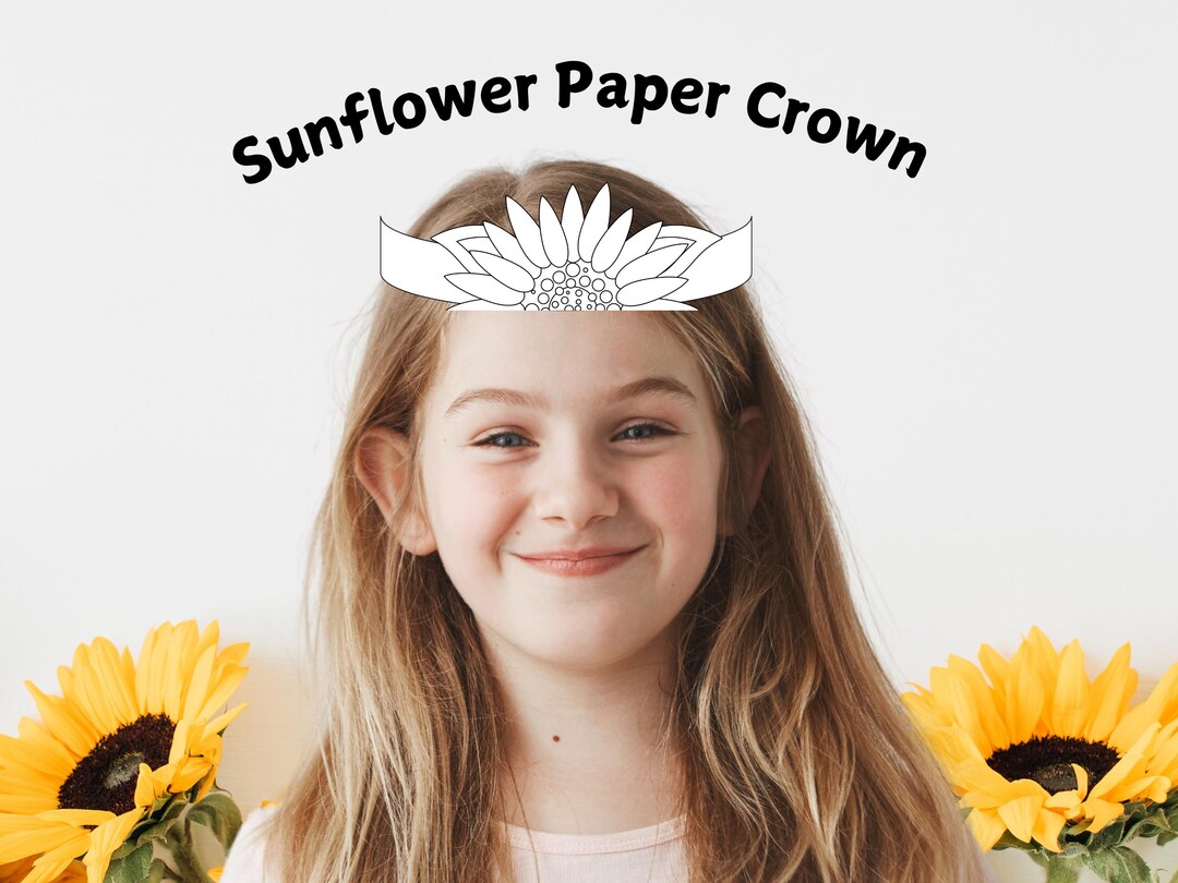 Sunflower Paper Crown Template, Thanksgiving Autumn Party Coloring ...