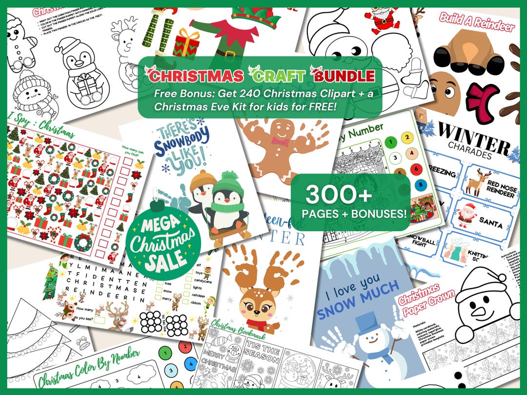 Christmas Printable Craft Bundle – Winter Handprints, Holiday Coloring ...