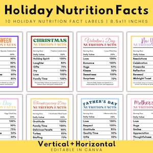 Editable Holiday Nutrition Fact Labels, Christmas Treat Bag Templates ...