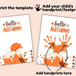 Fall Handprint Art Crafts, Fall Printable Crafts, Fall Footprint Art ...