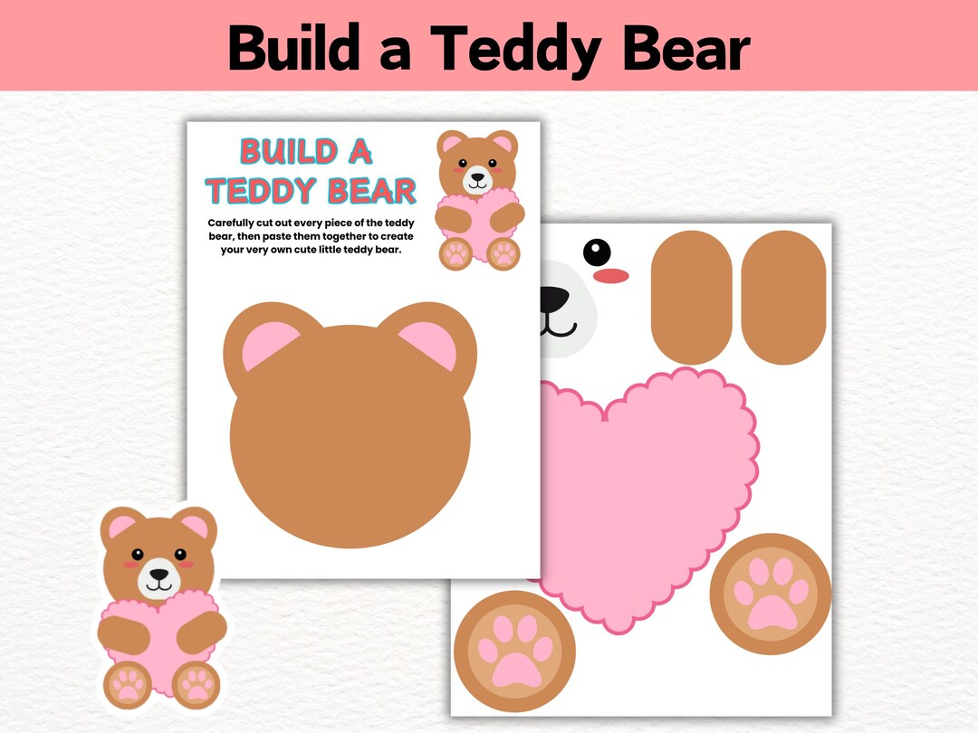 Build a Teddy Bear Kids Craft, Printable Valentines Day Craft ...