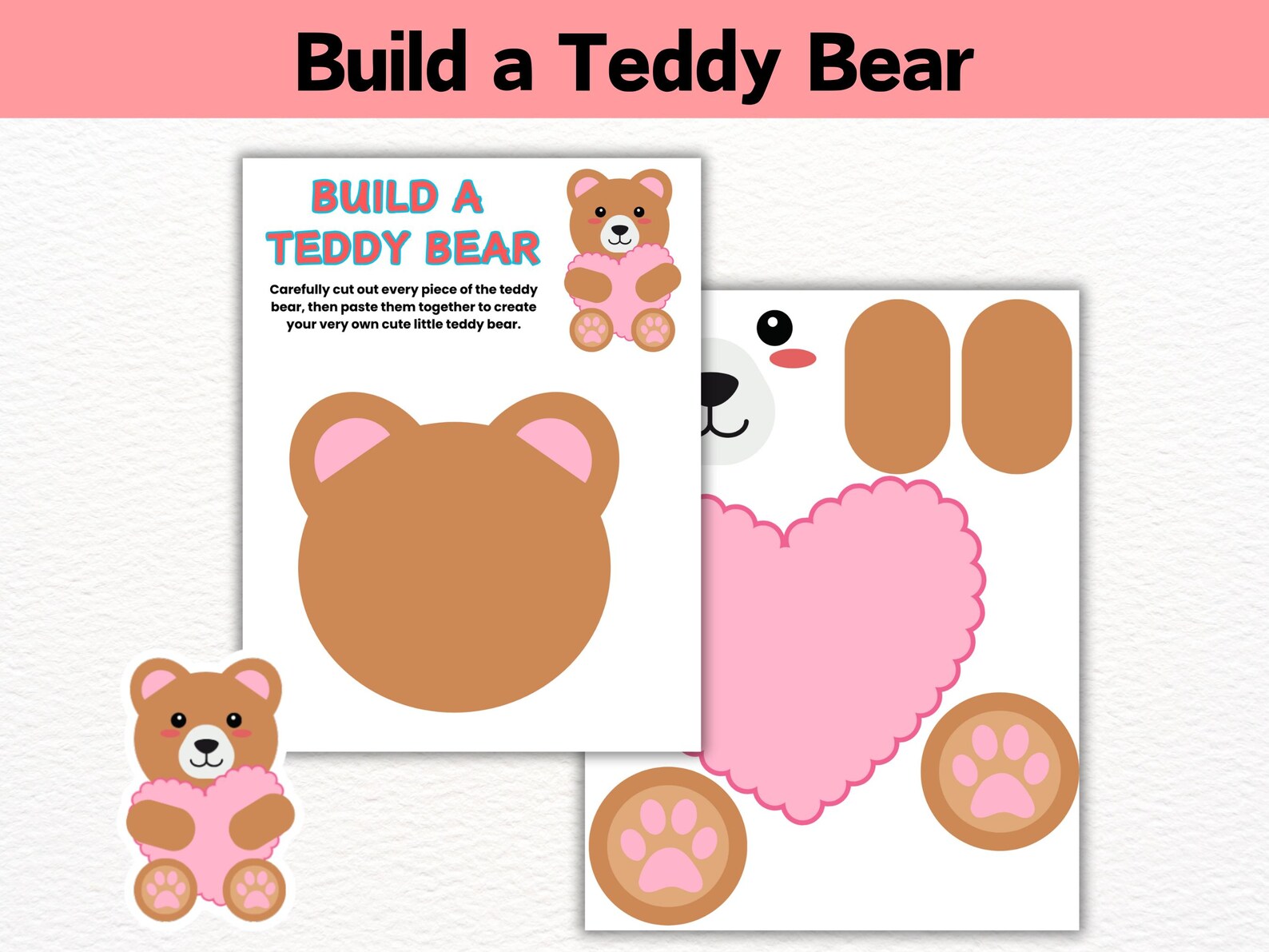 Build a Teddy Bear Kids Craft, Printable Valentines Day Craft ...