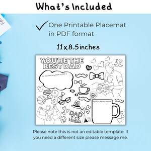 Father's Day Activity Placemat, Best Dad Placemat, Kid's Activity Sheet ...