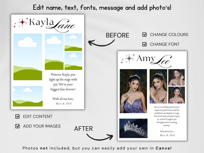 Full Page Pageant Ad Template, Editable Miss Pageant Tribute Canva ...