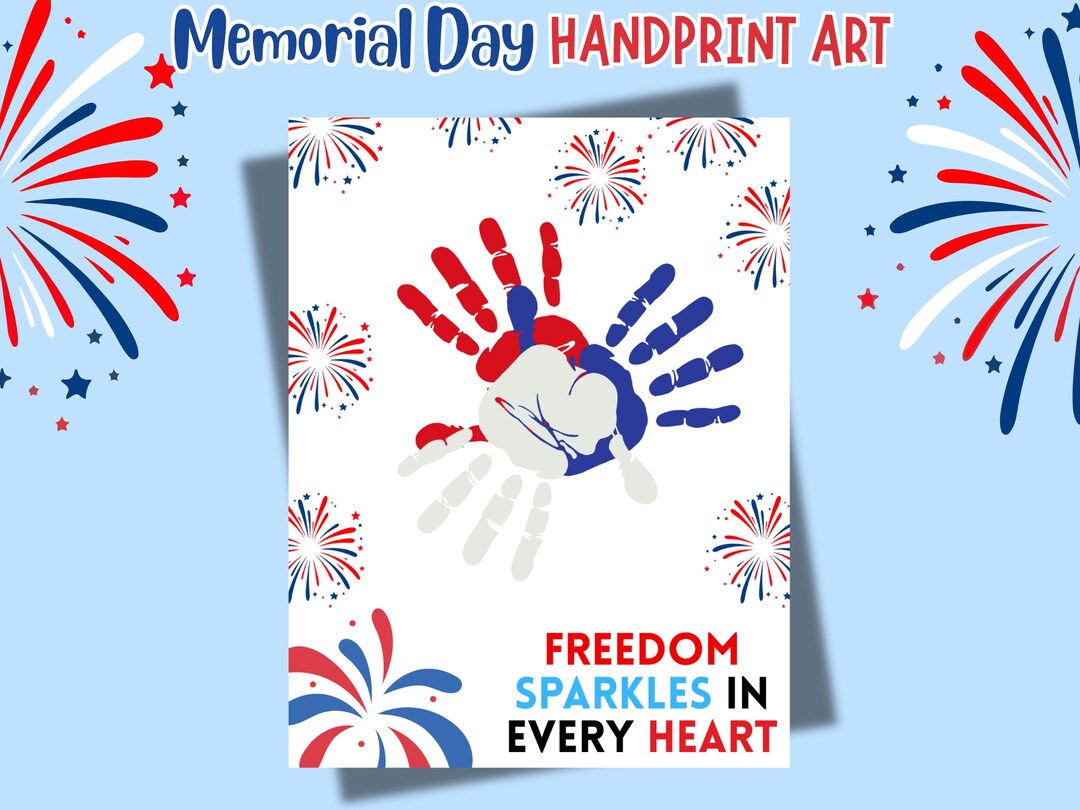 Memorial Day Handprint Craft, Patriotic Handprint Art Baby Keepsake Art ...