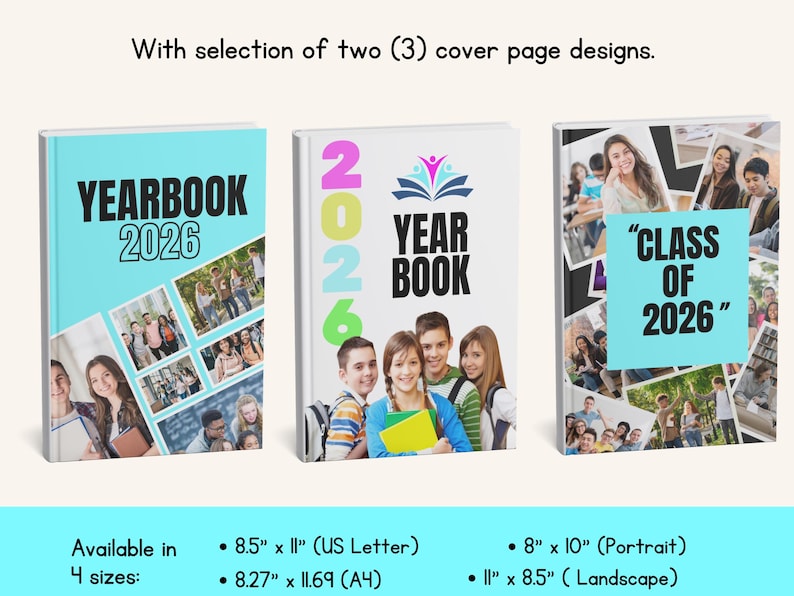 Class of 2026 School Yearbook Template, Editable Memory Book for ...