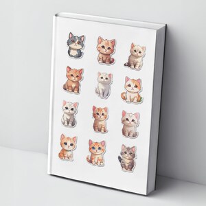 Cute Cat Clipart Digital Stickers Png Bundle, 56 Kawaai Cat Printable ...