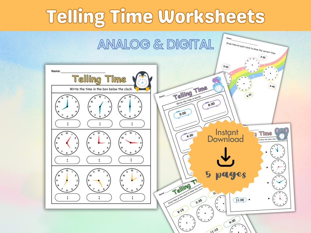 Telling Time Worksheets, Telling Time Practice Sheets, Reading Time ...