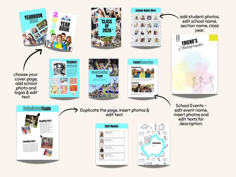Senior Yearbook Template, Editable Canva Dedication Pages for High ...