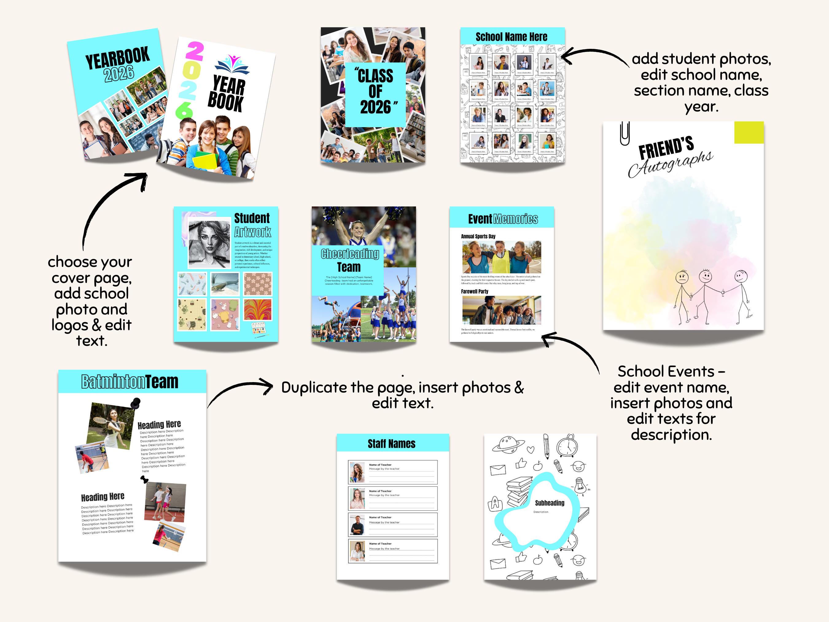 Full Yearbook Canva Template for Schools, Editable Senior Yearbook ...