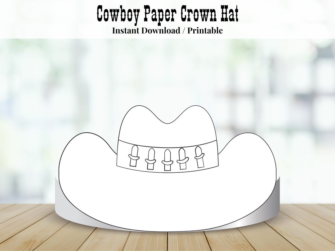 Cowboy Hat Paper Crown, Coloring Craft for Kids, Cowgirl & Cowboy ...