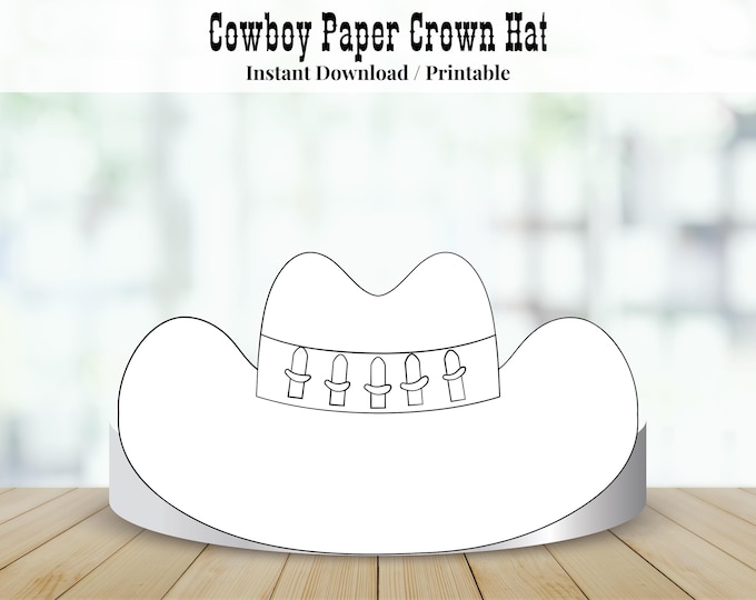 Cowboy Hat Paper Crown Party Coloring Printable Kids Craft Wild West ...