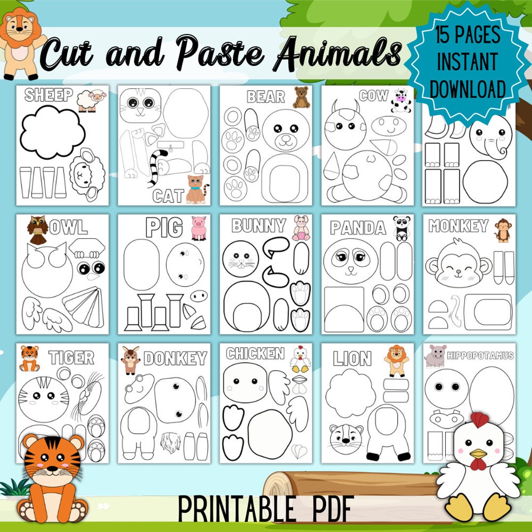 Cut and Paste Animal Activities, Cut & Paste Printable, Kids Preschool ...