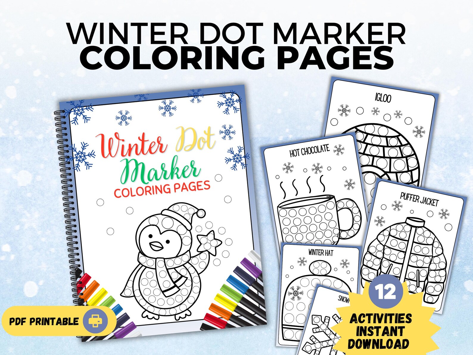 Winter Dot Marker Coloring Pages – Preschool Fine Motor Activity ...