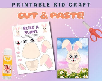Cut and Paste Easter Bunny Printable, Build & Glue Activity for Kids - Etsy
