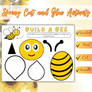 Spring Cut & Glue Build a Bee Activity, Cut and Glue Preschool ...
