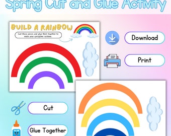 Spring Cut & Glue Rainbow Activity Printable, Preschool Fine Motor ...