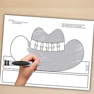 Cowboy Hat Paper Crown, Cowboy Coloring Craft for Kids, Cowgirl ...