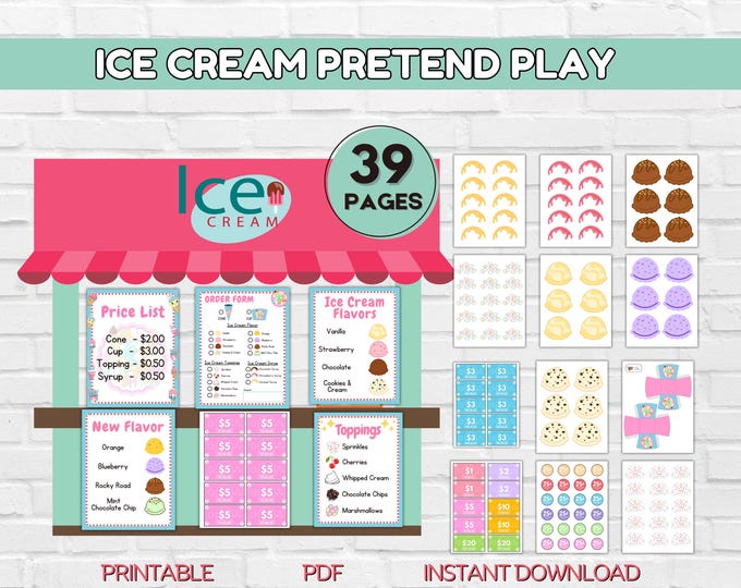 Ice Cream Shop Dramatic PLAY SET KIT | Ice Cream Shop Pretend Play Set ...