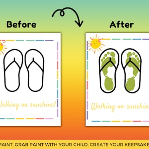 Summer Footprint Art Craft, Beach Footprint Art Craft, Baby Keepsake ...