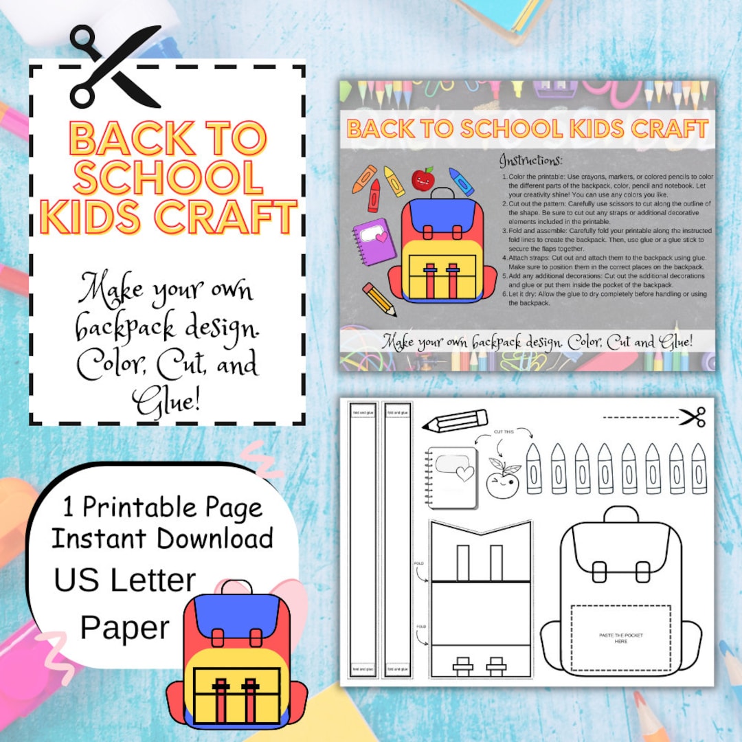 Back to School Kids Craft, Build Your Own Backpack Craft, 3d Backpack ...