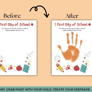 First Day of School Handprint Art Craft Back to School Printable First ...