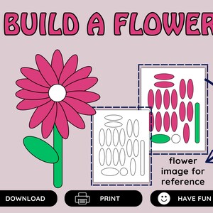 Build a Flower Cut & Paste Kid Craft, Flower Craft Printable Template ...