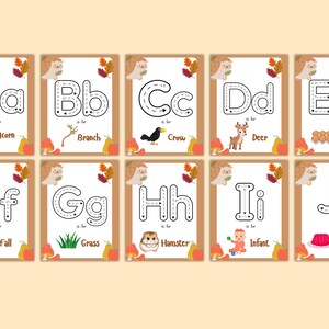 Fall Alphabet Tracing Worksheets, Alphabet Tracing Cards, Alphabet ...