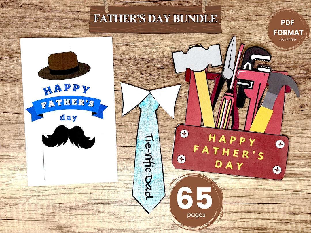 Printable Fathers Day Craft Kit, DIY Fathers Day Activities for Kids ...