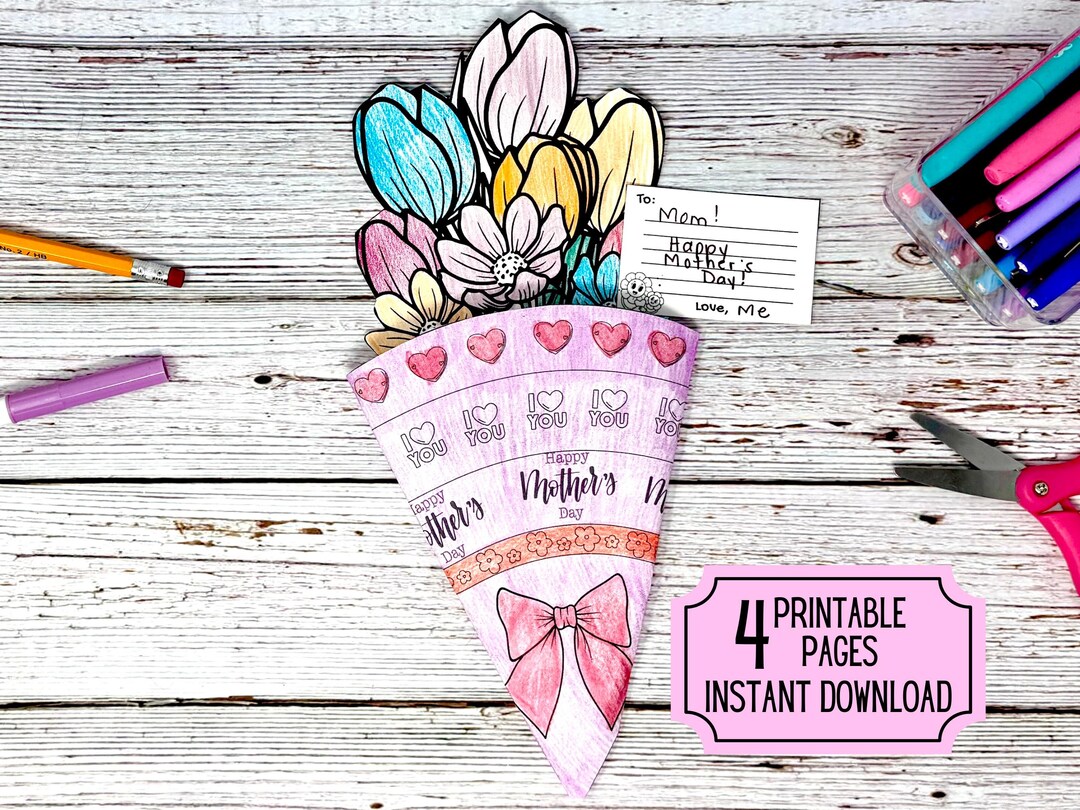 Mother's Day Build a Bouquet Craft, Mother's Day Printable Craft ...