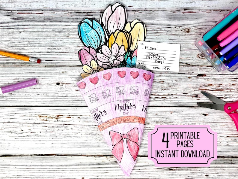Mother's Day Build a Bouquet Craft, Mother's Day Printable Craft ...