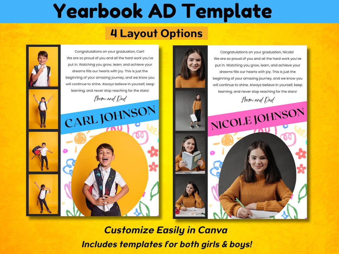 5th Grade Yearbook Ad Template, Elementary Yearbook Ad, Graduation ...