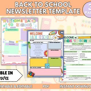 Back to School Newsletter Template, EDITABLE School Newsletter ...