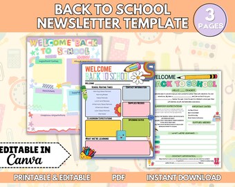 Welcome Back to School Newsletter, EDITABLE Classroom Newsletter ...