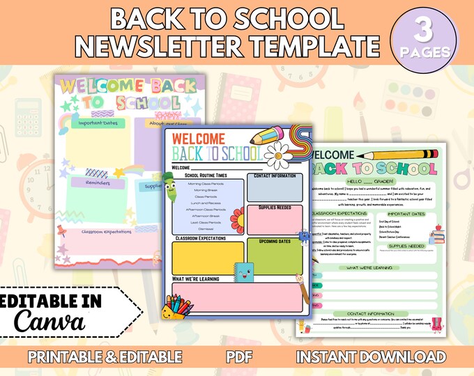 EDITABLE School Newsletter, Back to School Letter, Welcome Back to ...