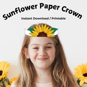 Sunflower Paper Crown Template, Printable Paper Crown, Thanksgiving ...