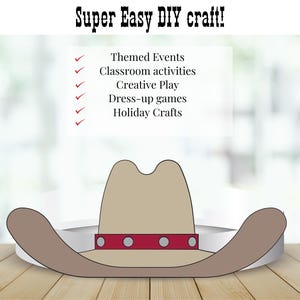 Cowboy Hat Paper Crown, Coloring Craft for Kids, Cowgirl & Cowboy ...