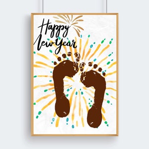New Year's Footprint Art Craft, Memory Baby Art Keepsake, Preschool ...