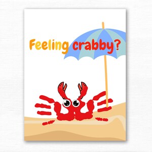 Summer Crab Handprint Art Craft for Toddlers, Crab Handprint Printable ...